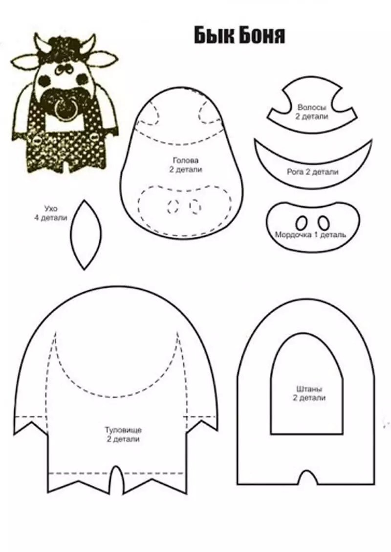 Bull da feltro con le loro mani. Come fare un simbolo del 2021 da feltro (modelli)? 3250_10
