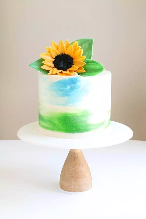 Cake Sunflower. Bagaimana untuk menghiasi kek dengan bunga matahari? 3265_3