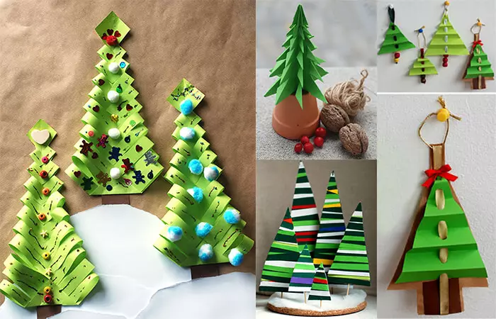 Божићно дрвце од папира са вашим рукама. Како направити божићно дрвце? 328_5