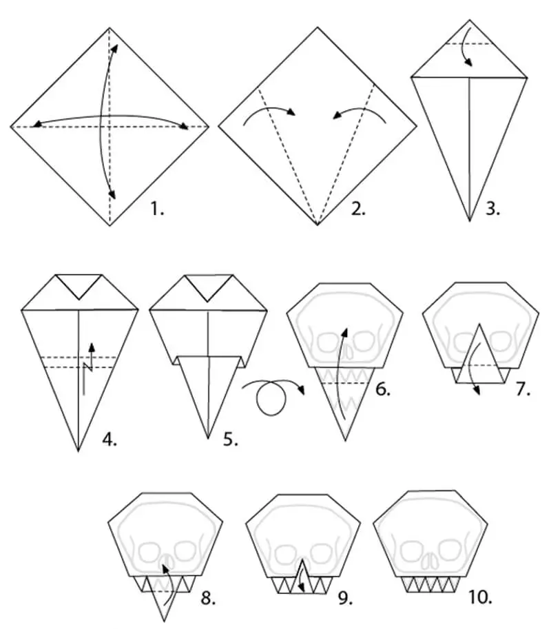 Origami hodeskalle med papir med egne hender 3436_5