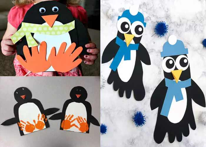 Applique Pinguin aus farbigem Papier