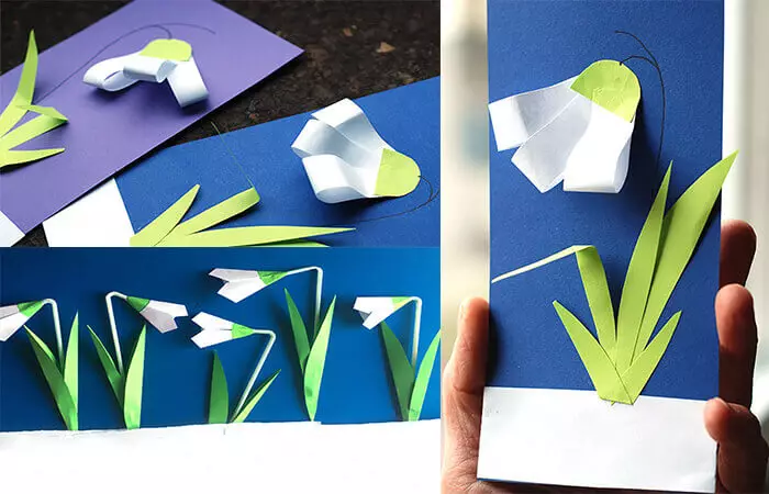 Applique snowdrop sa papel gamit ang imong kaugalingon nga mga kamot 443_10