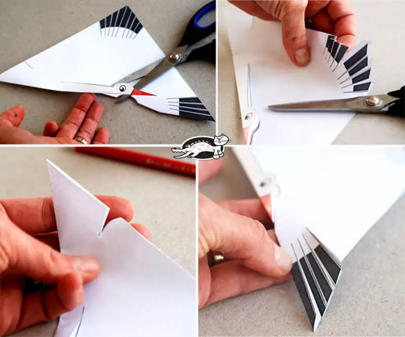 Håndverk en stork fra papir med egne hender 448_9