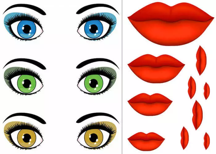 Female eyes and lips for appliqué portrait 489_1