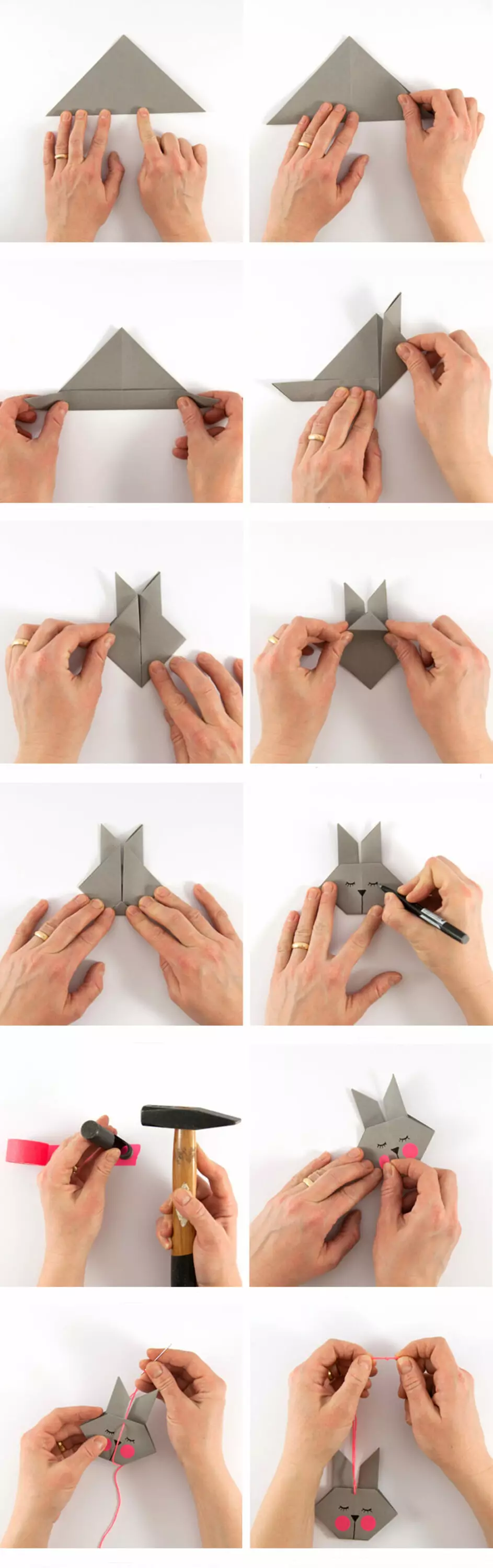 కాగితం తయారు origami బన్నీ / కుందేలు. ఎలా ఒక బన్నీ / కుందేలు origami చేయడానికి? 539_5